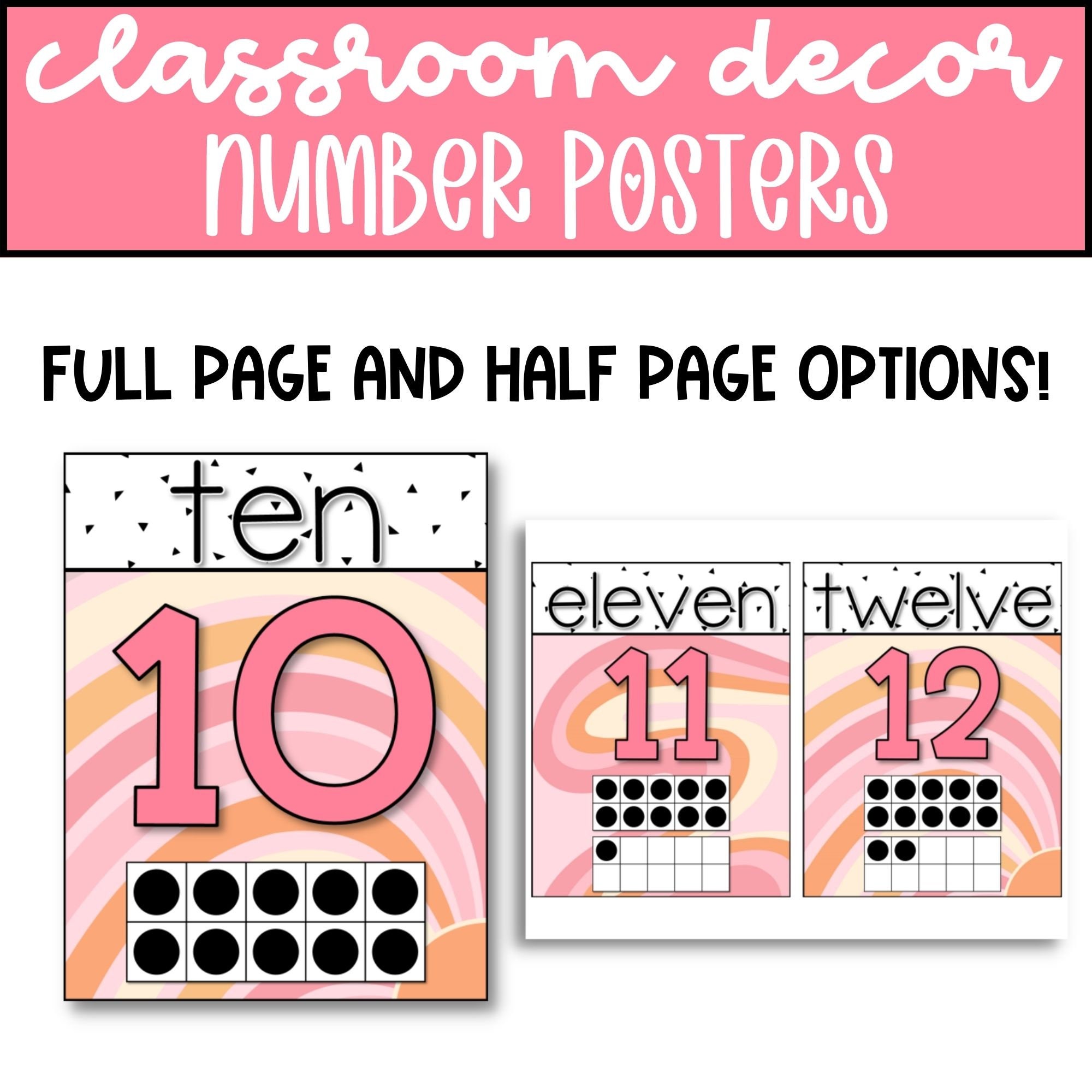 Number Posters For Classroom Classroom Decor Retro Pink - Etsy