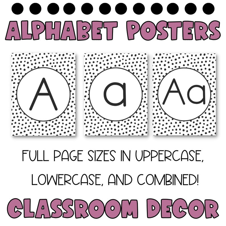 Alphabet Posters for Classroom or Homeschool Black and White - Etsy
