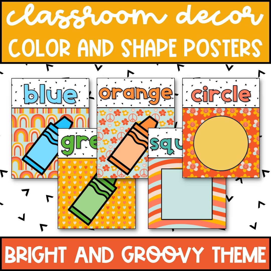 Color and Shape Posters for Classroom, DIY Classroom Decor, Retro ...