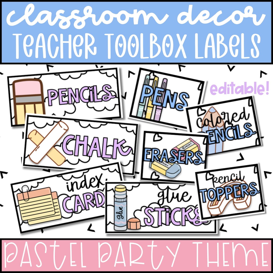 Editable Pastel Teacher Toolbox Labels, Classroom Decor (digital ...