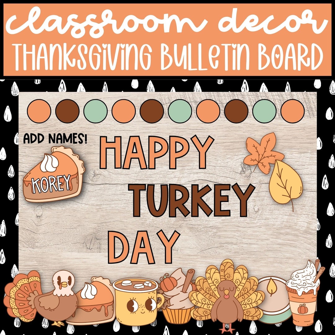 Retro Thanksgiving Bulletin Board, DIY November Bulletin Board Kit ...