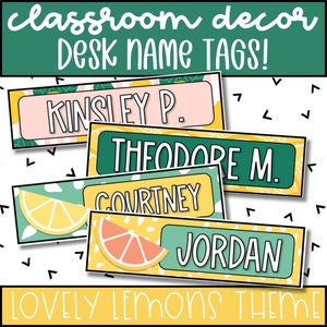 EDITABLE Desk Name Tags for Classroom, Lemon Farmhouse Classroom Decor ...