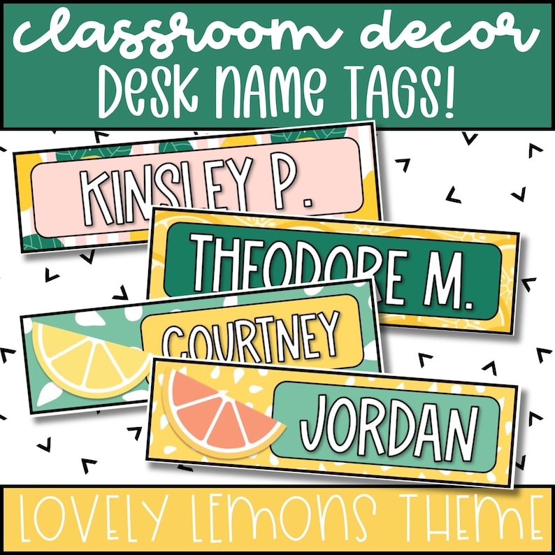 EDITABLE Desk Name Tags for Classroom, Lemon Farmhouse Classroom Decor ...