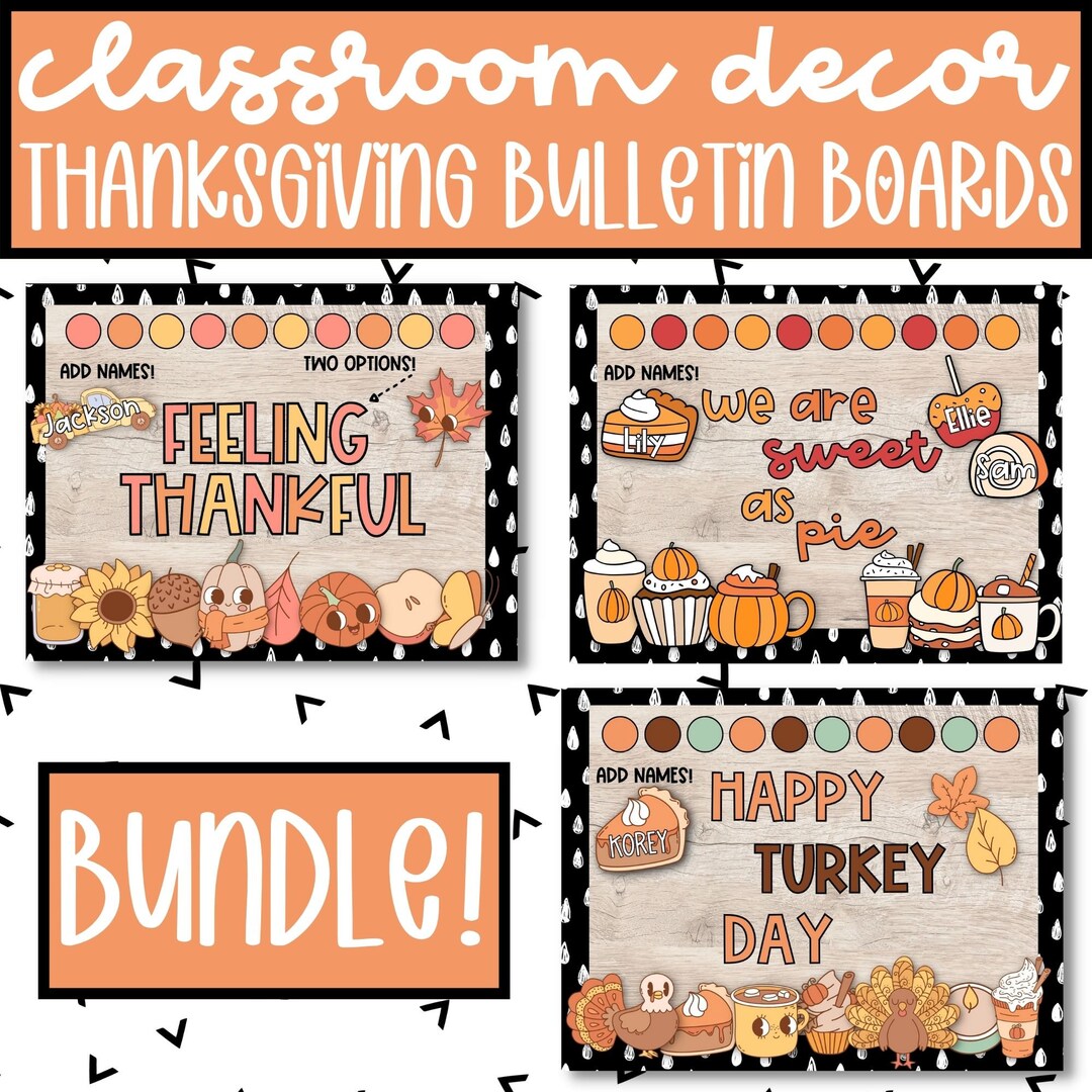 DIY Retro Thanksgiving Bulletin Board Bundle, November Bulletin Board ...