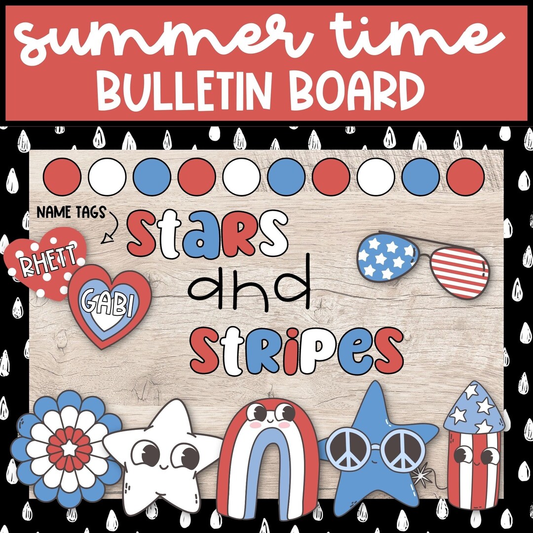 Retro Summer 4th of July Bulletin Board Kit, Stars and Stripes July ...