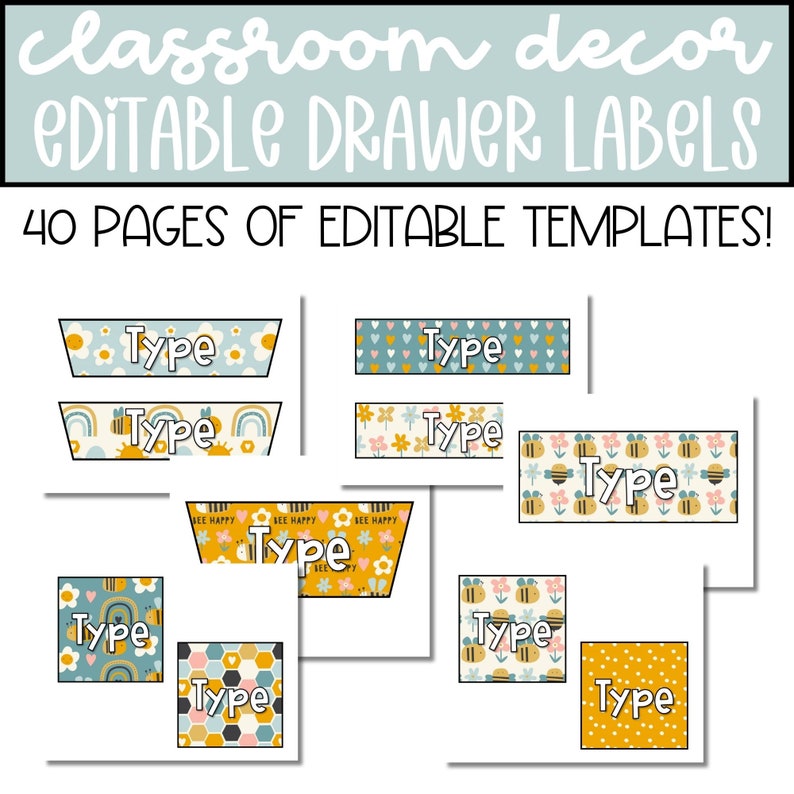 Editable Classroom Labels, 10 Drawer Cart Labels Editable, Bee Themed ...