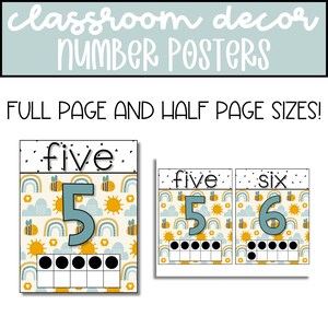Number Posters for Classroom, DIY Classroom Posters, Bee Themed ...