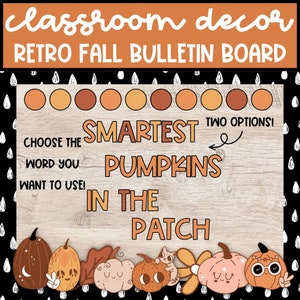 Retro Fall Bulletin Board, DIY Bulletin Board Kit, Pumpkin Bulletin ...