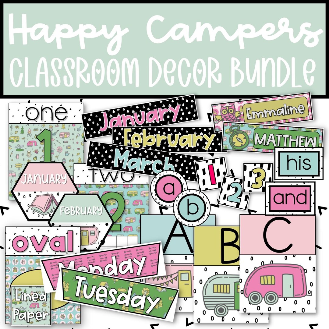 Camping Classroom Decor Bundle, Back to School Classroom Decor, Camp ...