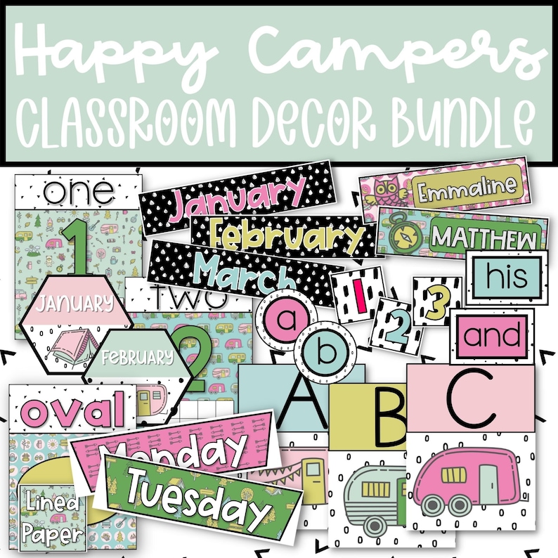 Camping Classroom Decor Bundle, Back to School Classroom Decor, Camp ...