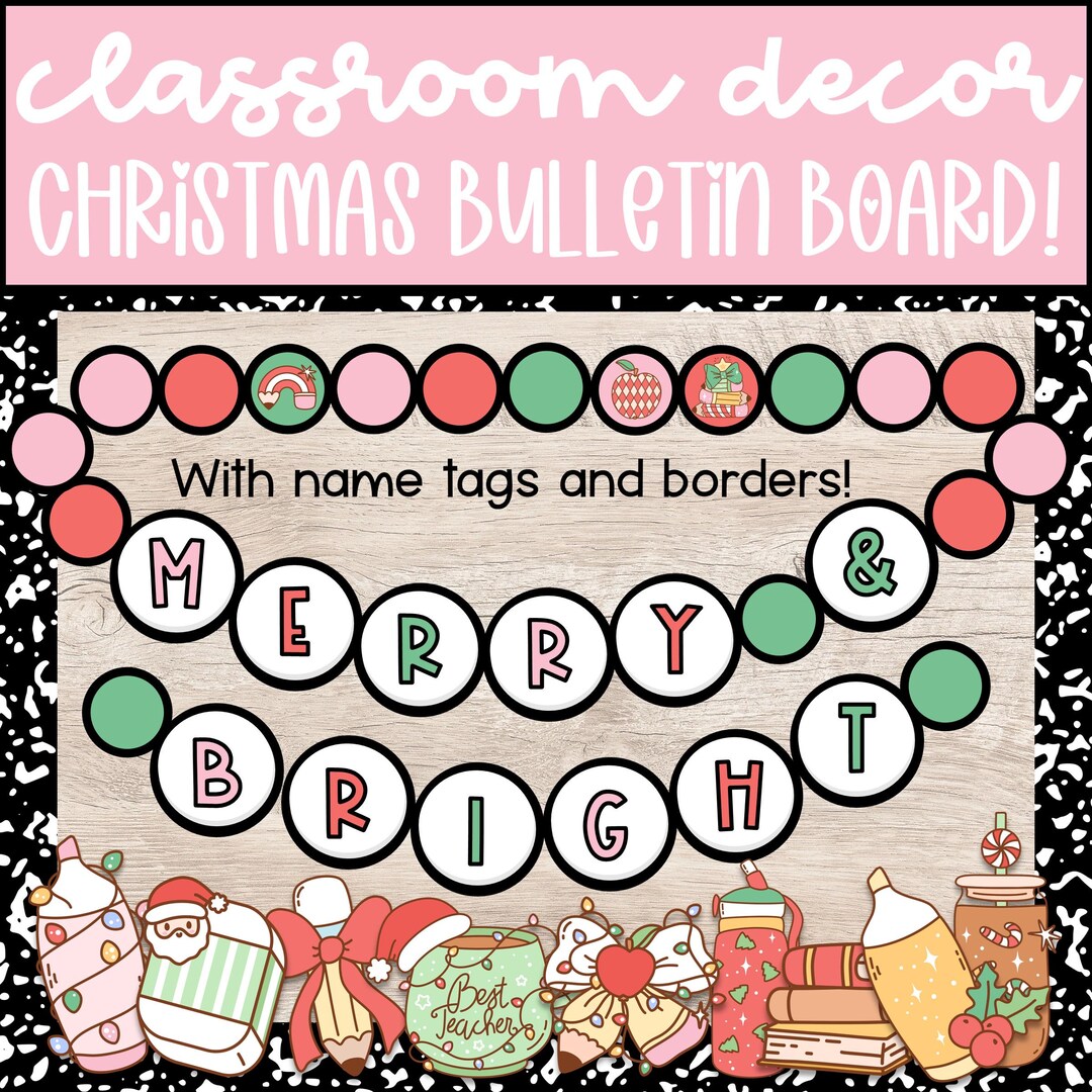 Retro Christmas Bulletin Board Kit, Merry and Bright (digital Download ...