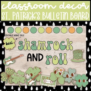Shamrock and Roll Retro and Groovy St. Patrick's Day Bulletin Board Kit ...