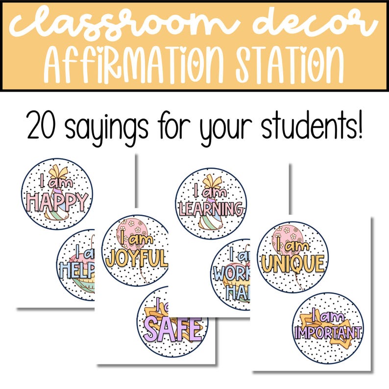 Pastel Classroom Affirmation Station Cards (digital Download) - Etsy