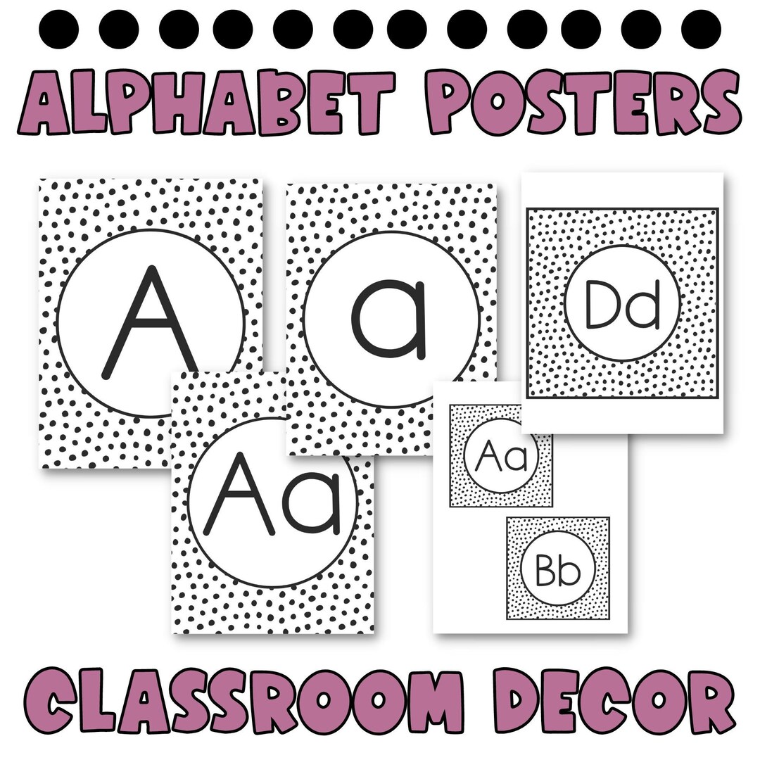Alphabet Posters for Classroom or Homeschool, Black and White Classroom ...