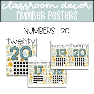 Number Posters for Classroom, DIY Classroom Posters, Bee Themed ...