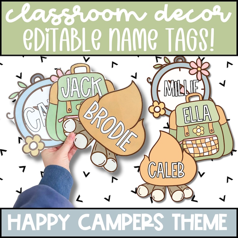 Editable Camp Desk Name Tags, Camping Theme Classroom Decor (digital ...