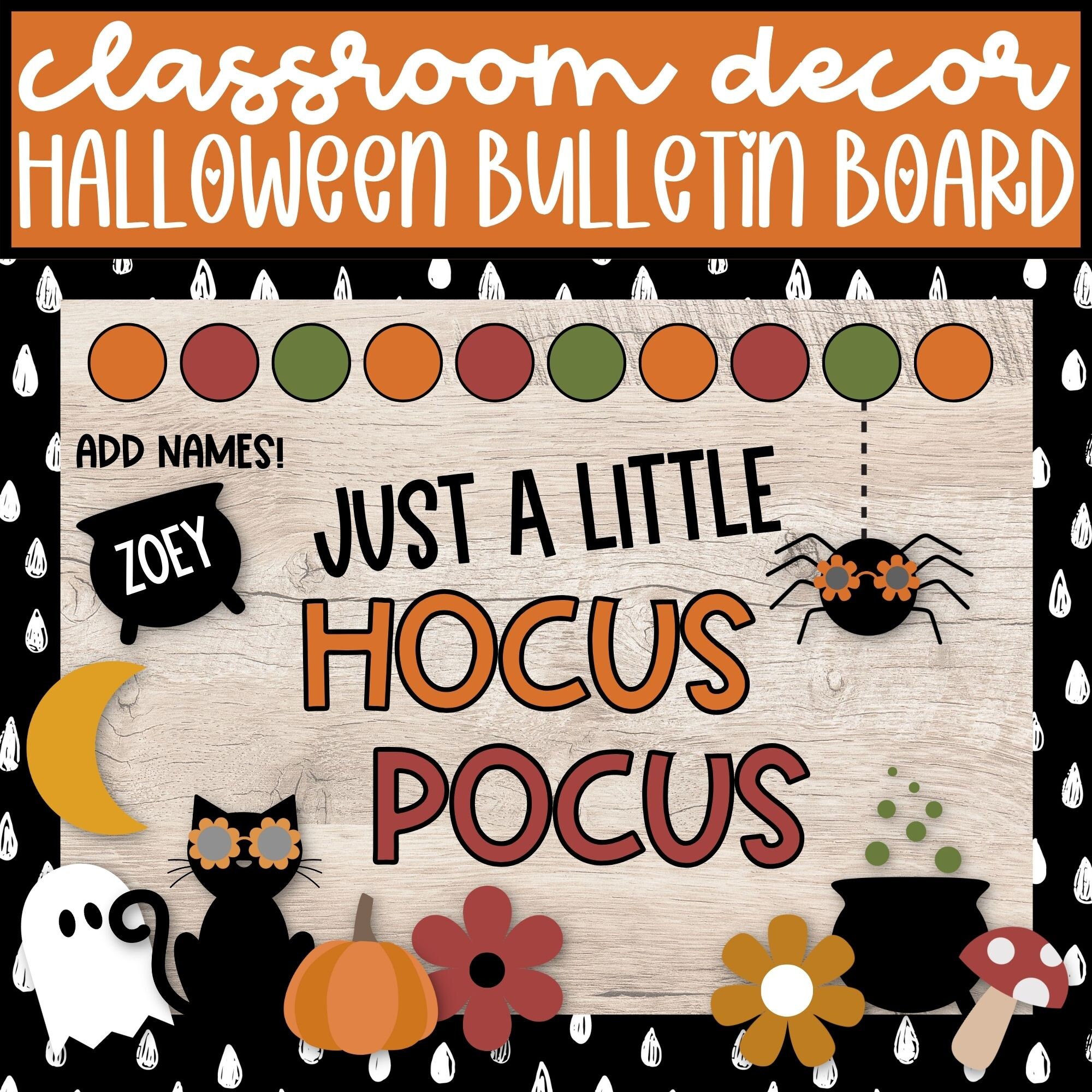 Retro Boho Halloween Bulletin Board Kit September October - Etsy
