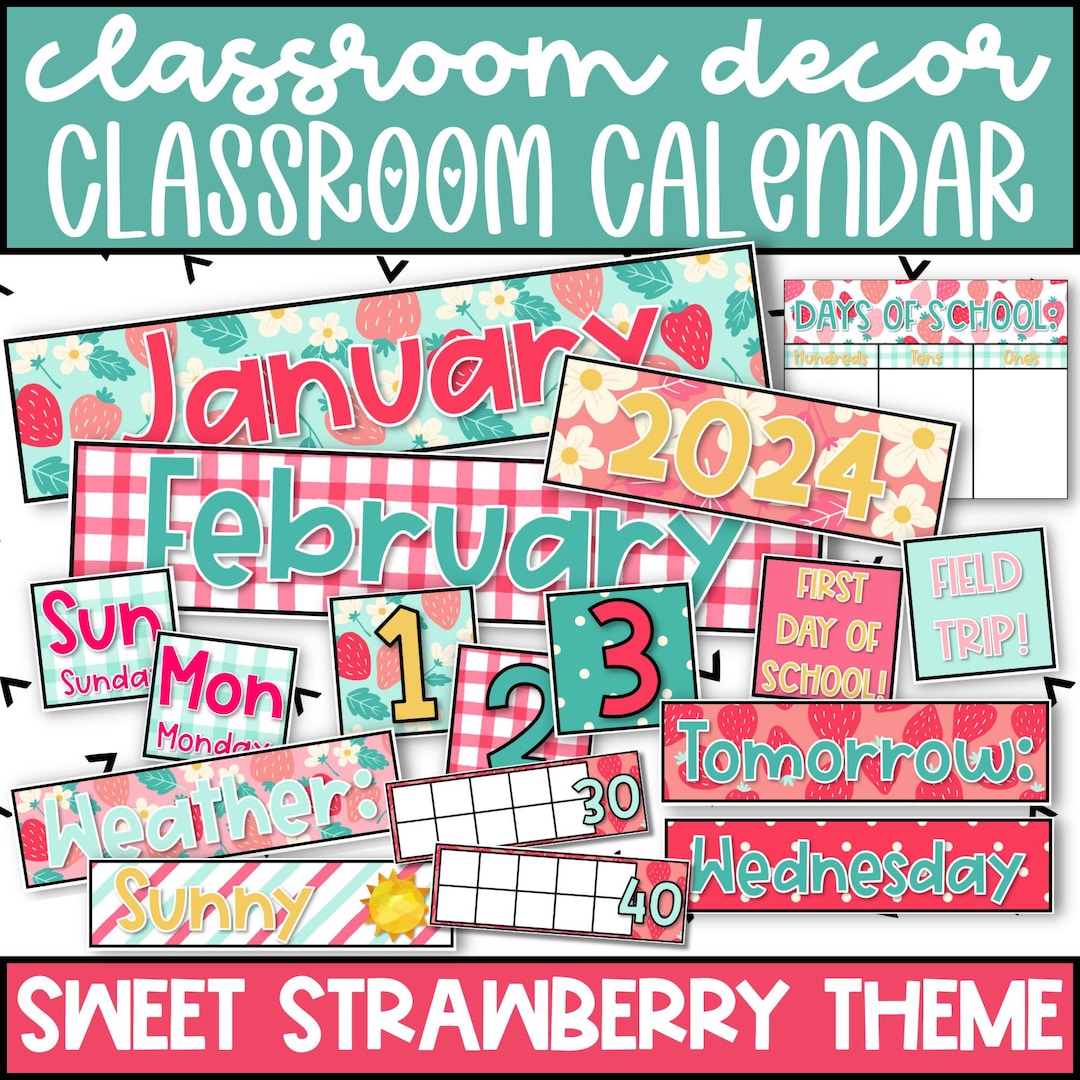Calendar for Classroom, DIY Calendar for Classroom Decor, Strawberry ...