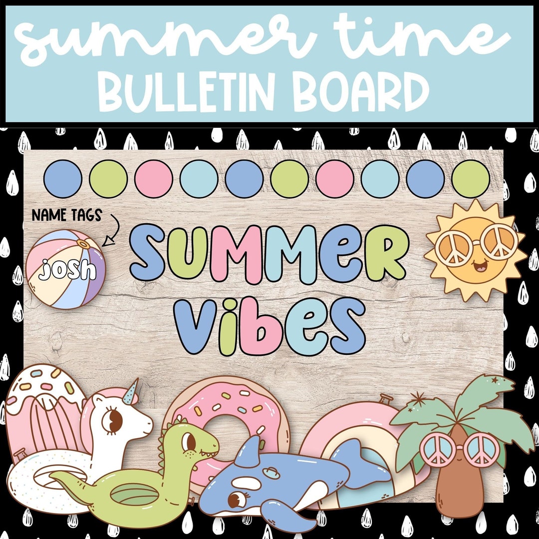 Retro Summer Vibes Bulletin Board Kit, May and June Door Decor and ...