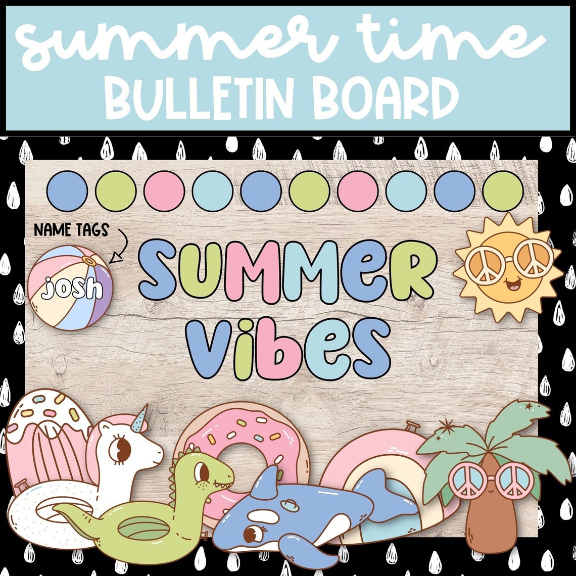 Retro Summer Vibes Bulletin Board Kit May and June Door Decor - Etsy