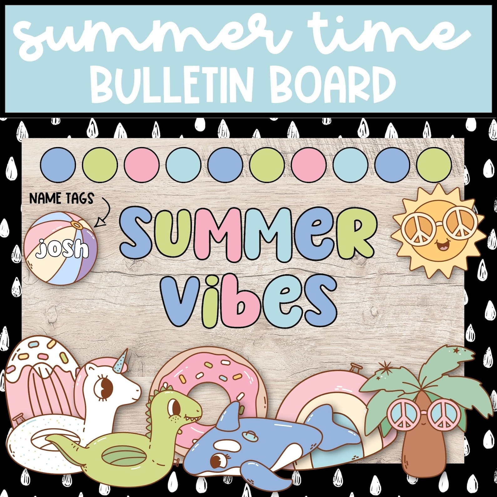Retro Summer Vibes Bulletin Board Kit May and June Door Decor - Etsy