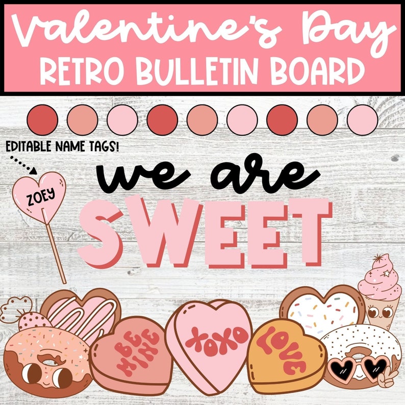 DIY Retro Valentine's Day Bulletin Board With Editable - Etsy