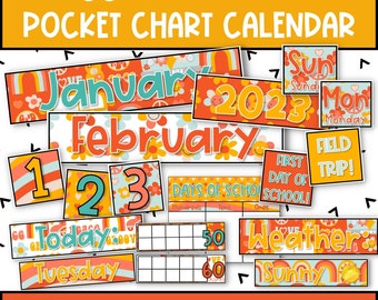 Groovy Classroom Bulletin Board Calendar - Etsy