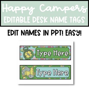 Camping Classroom Decor Editable Desk Name Tags, DIY Classroom Decor ...