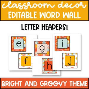 Editable Word Wall and Sight Word Cards for Retro Classroom Decor, DIY ...