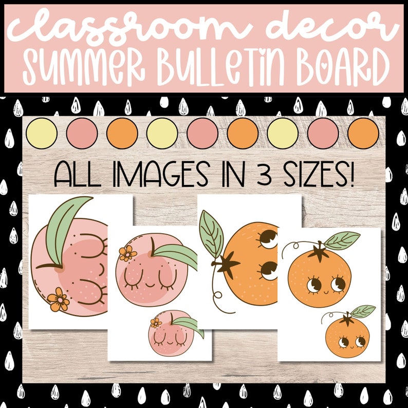 Retro Summer Bulletin Board Kit, Bright and Peachy, May and June Door ...