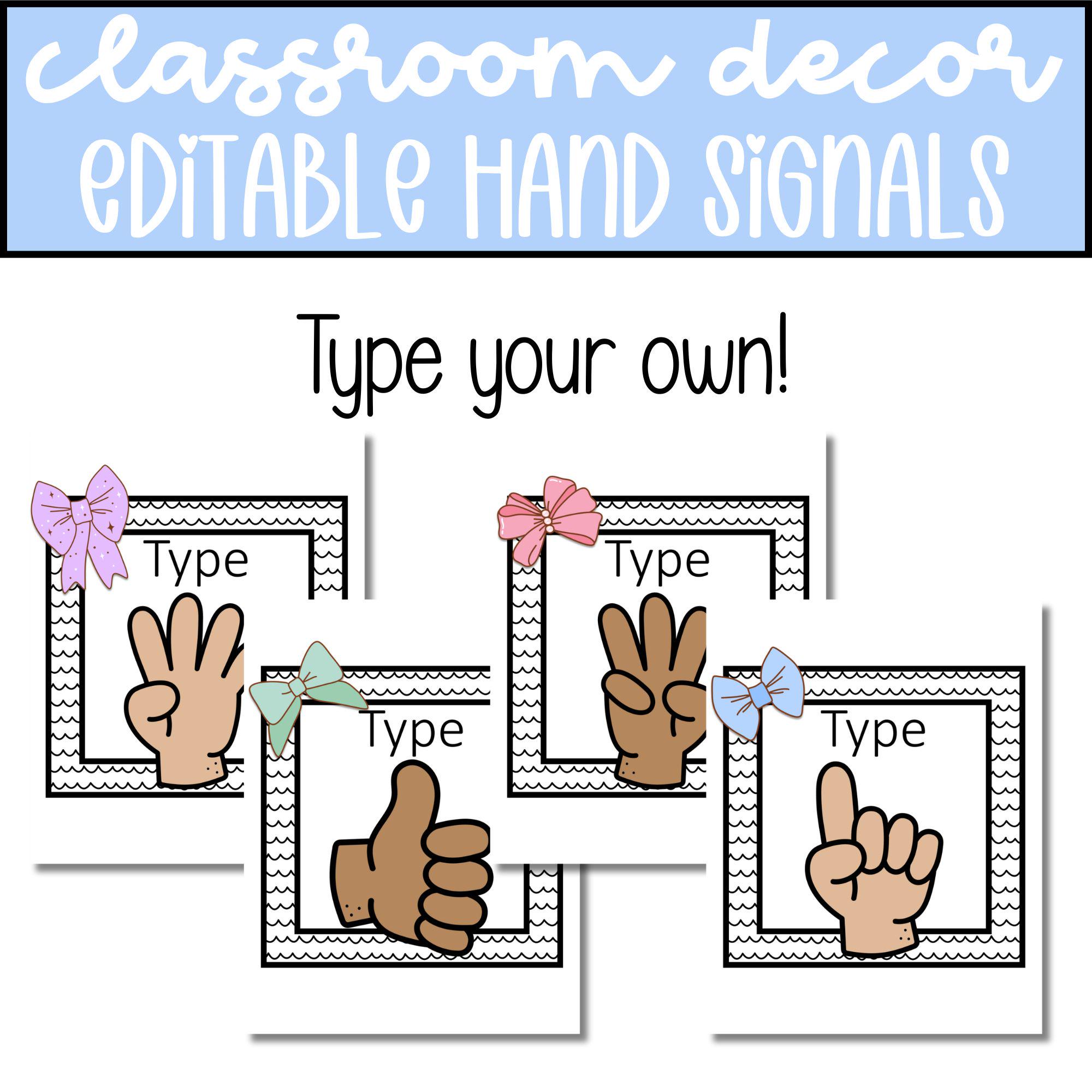 Retro Pastel Hand Signals Classroom Decor, Editable (PPT & PDF) - Etsy