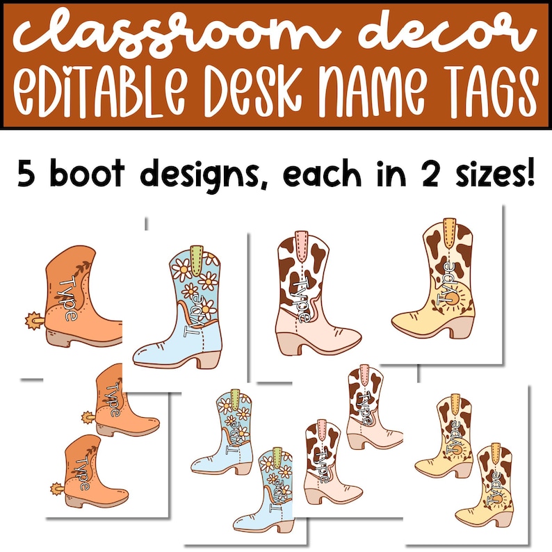 Editable Western Desk Name Tags, Cowgirl Classroom Decor (digital ...