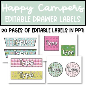 Camping Classroom Decor Editable Drawer Labels, 10 Drawer Cart, DIY ...
