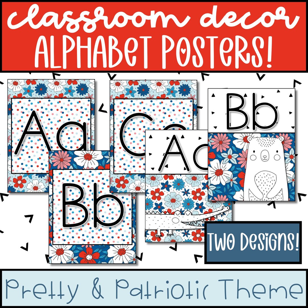 Alphabet Posters for Classroom, DIY Classroom Posters, Patriotic Themed ...