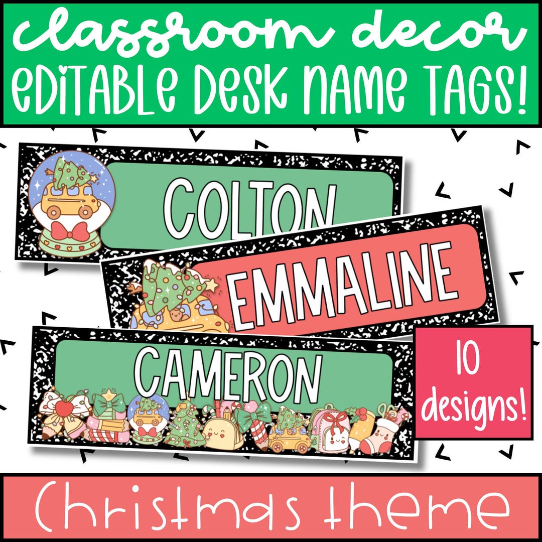 Editable Christmas Desk Name Tags, December Classroom Decor (printable ...
