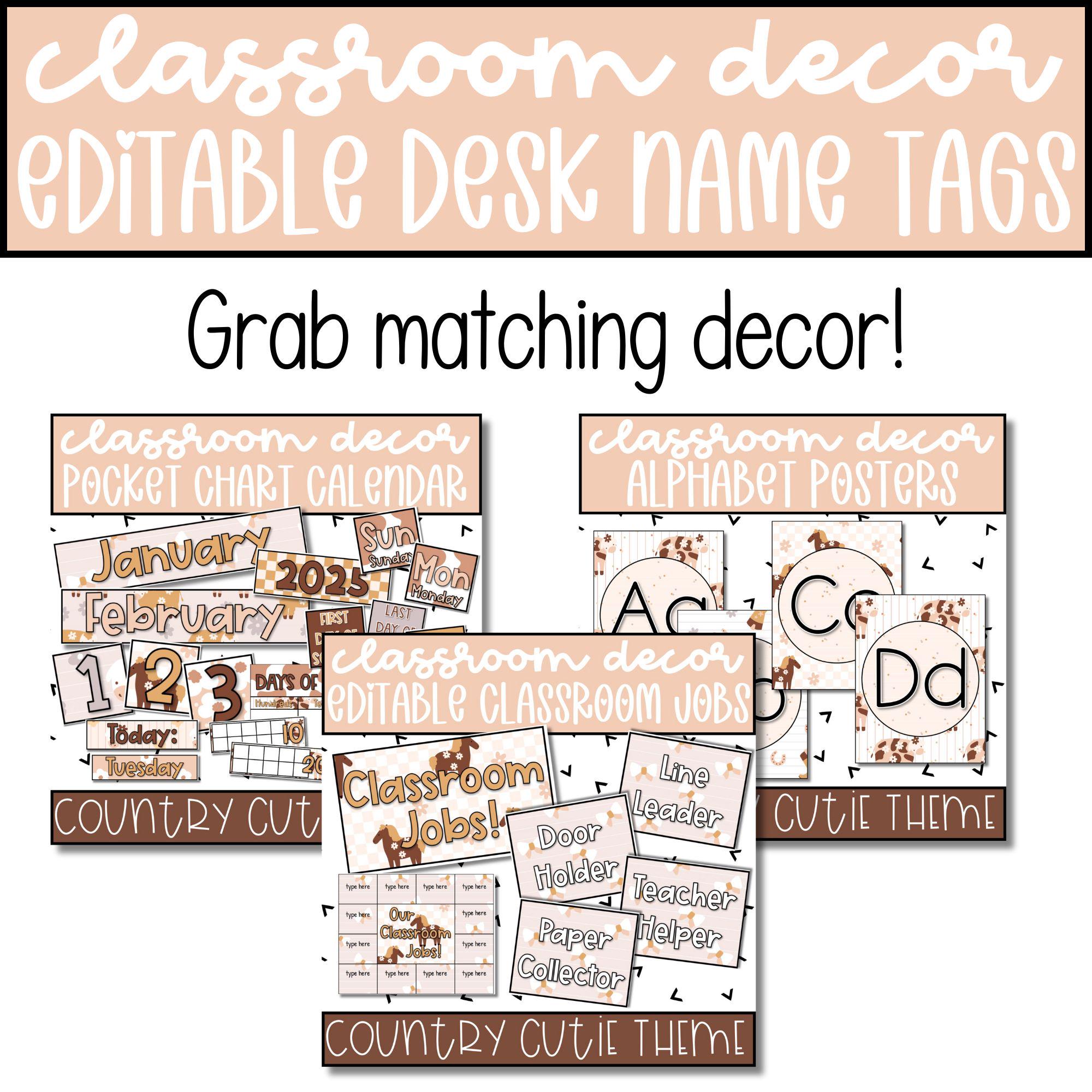 Western Cowgirl Classroom Desk Name Tags, Editable (digital Download ...