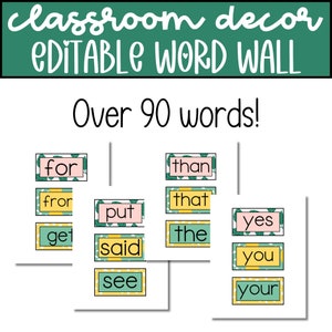Editable Word Wall and Sight Word Cards for Classroom, Lemon Themed ...