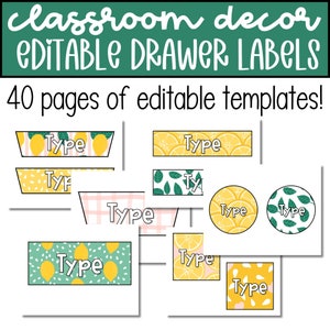 Editable Classroom Labels, 10 Drawer Cart Labels Editable, Lemon ...