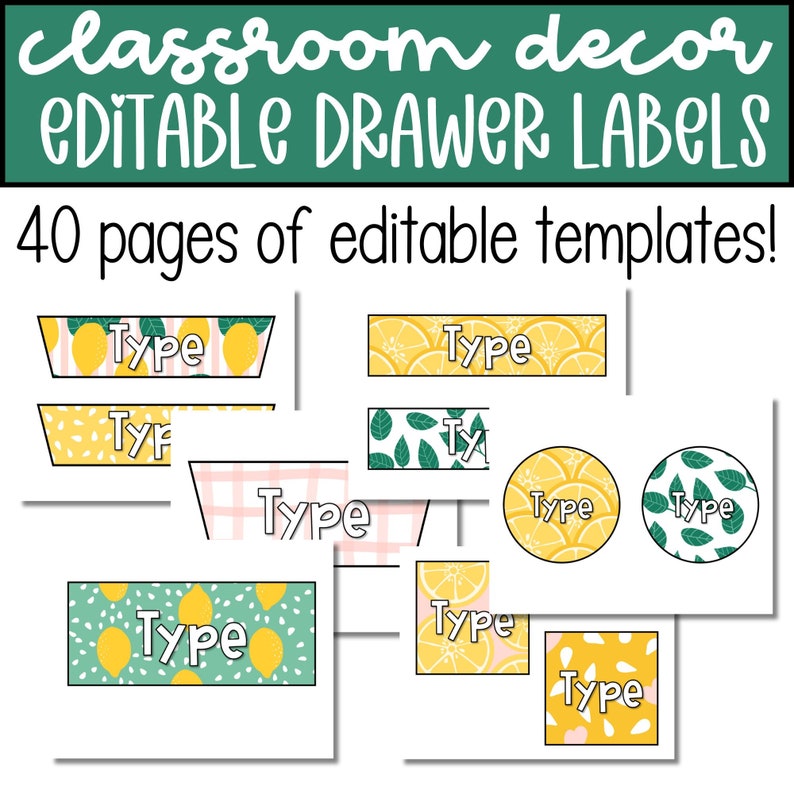 Editable Classroom Labels, 10 Drawer Cart Labels Editable, Lemon ...