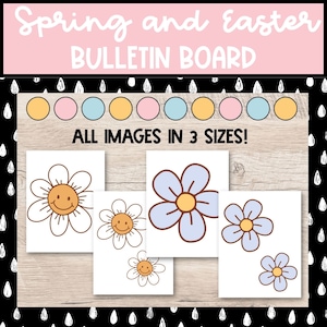 Retro Spring Bulletin Board Kit, Floral Easter Classroom Decor (digital ...
