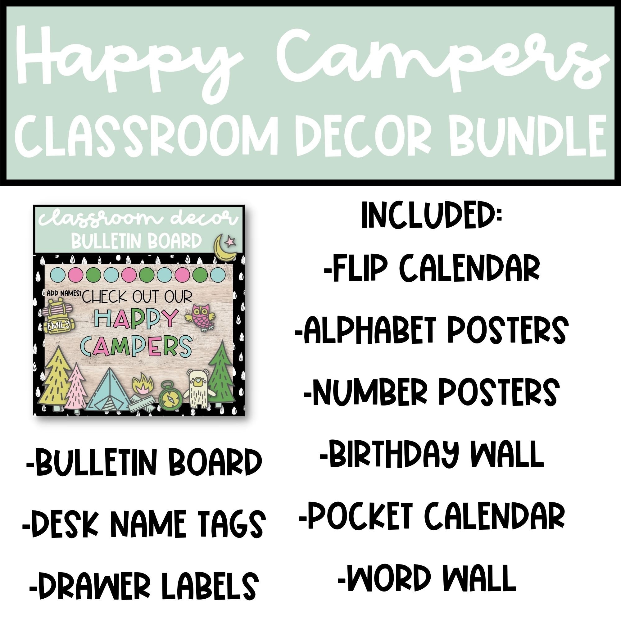 Camping Classroom Decor Bundle, Back to School Classroom Decor, Camp ...