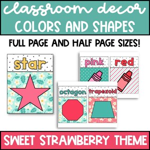 Color and Shape Posters for Classroom, DIY Classroom Decor, Strawberry ...