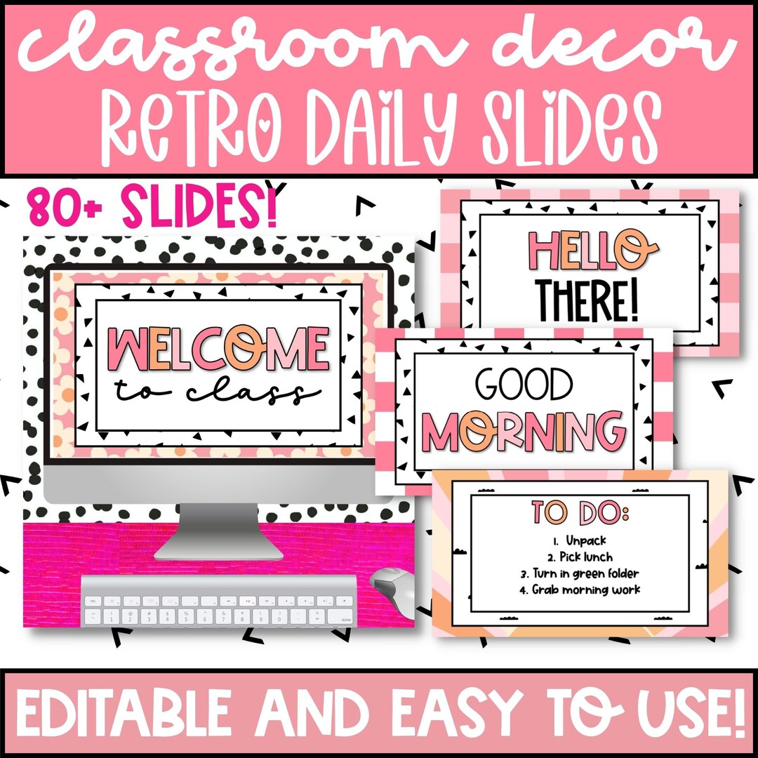 Retro Daily Slides for Classroom, Editable Google and Powerpoint Slide ...