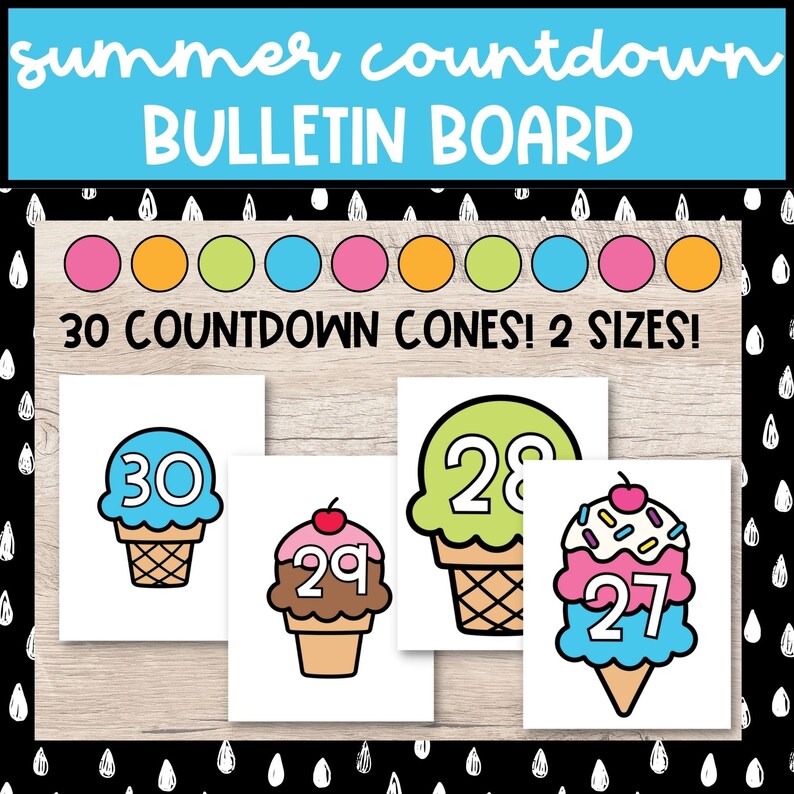 Summer Countdown Ice Cream Bulletin Board Kit, Teacher Classroom Decor ...