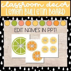 Summer Lemon Bulletin Board Kit, May and June Door Decor, Printable DIY ...