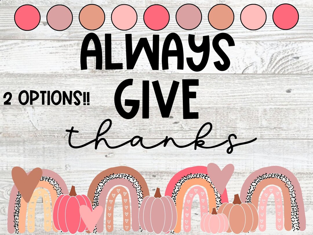 Boho Thanksgiving Bulletin Board With Rainbows and Pumpkins, DIY ...