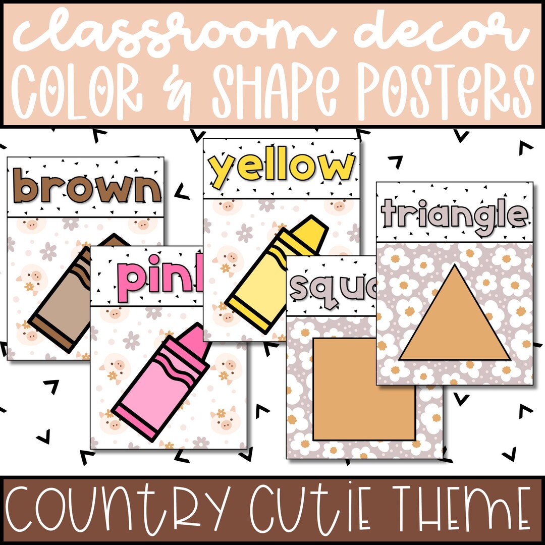 Crayon Color and Simple Shape Posters for Elementary Classroom, Western ...