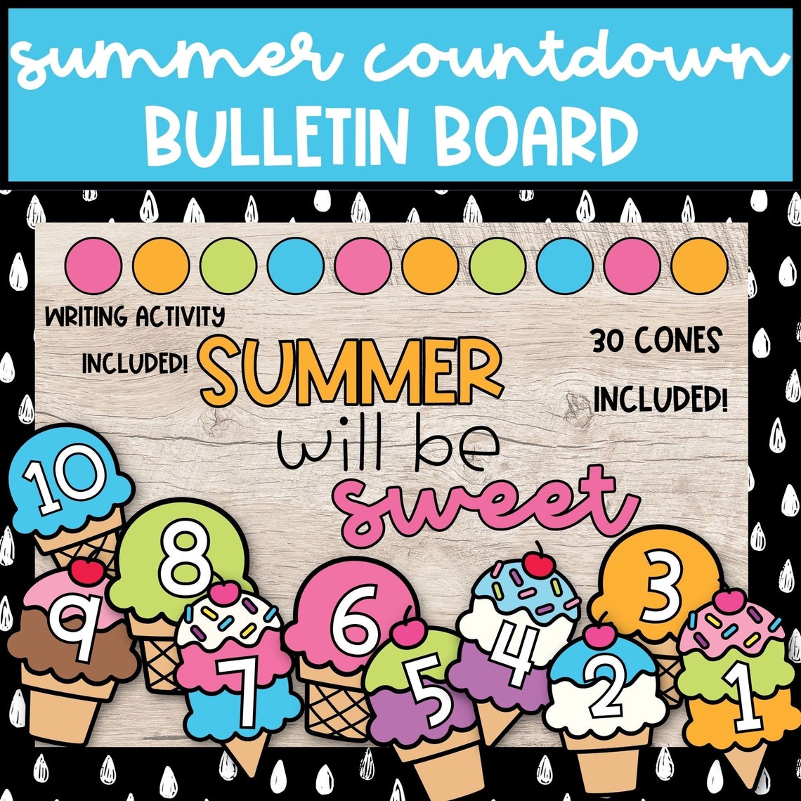Summer Countdown Ice Cream Bulletin Board Kit, Teacher Classroom Decor ...