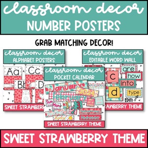 Number Posters for Classroom, Ten Frame Number Posters, Strawberry ...