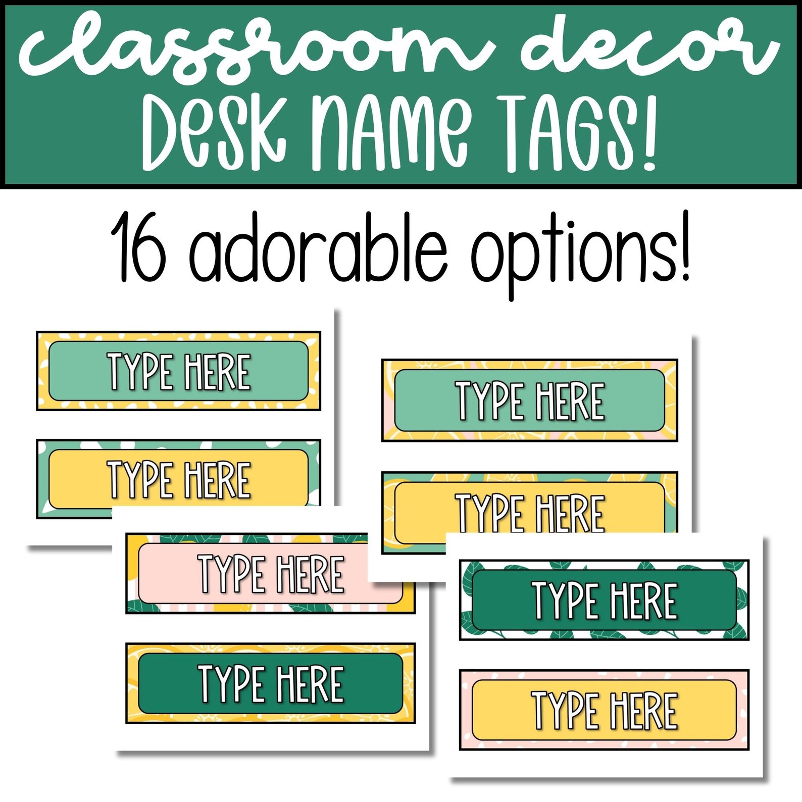 EDITABLE Desk Name Tags for Classroom, Lemon Farmhouse Classroom Decor ...